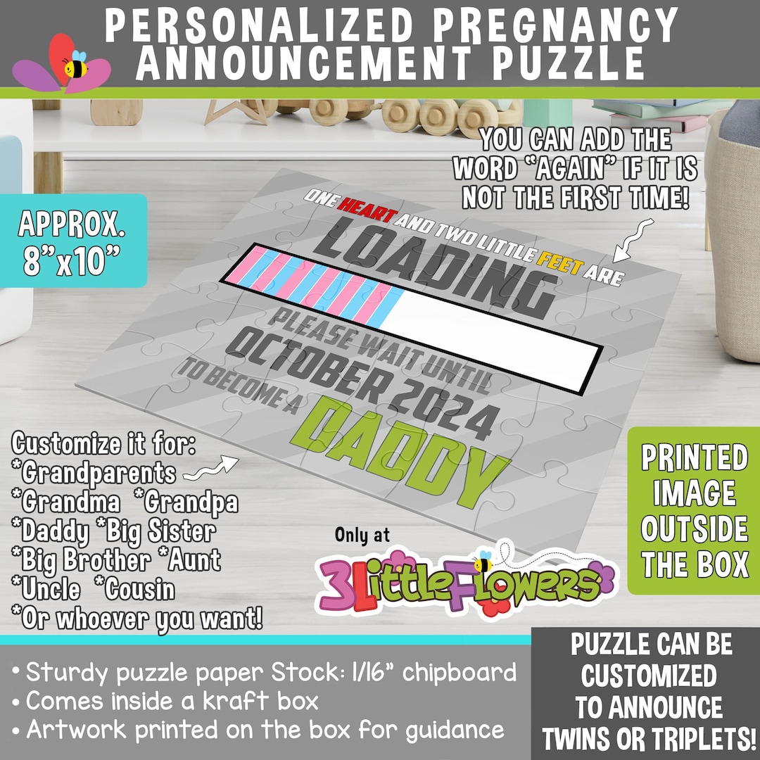 Personalized Pregnancy Announcement Puzzle - Loading Pregnancy ...