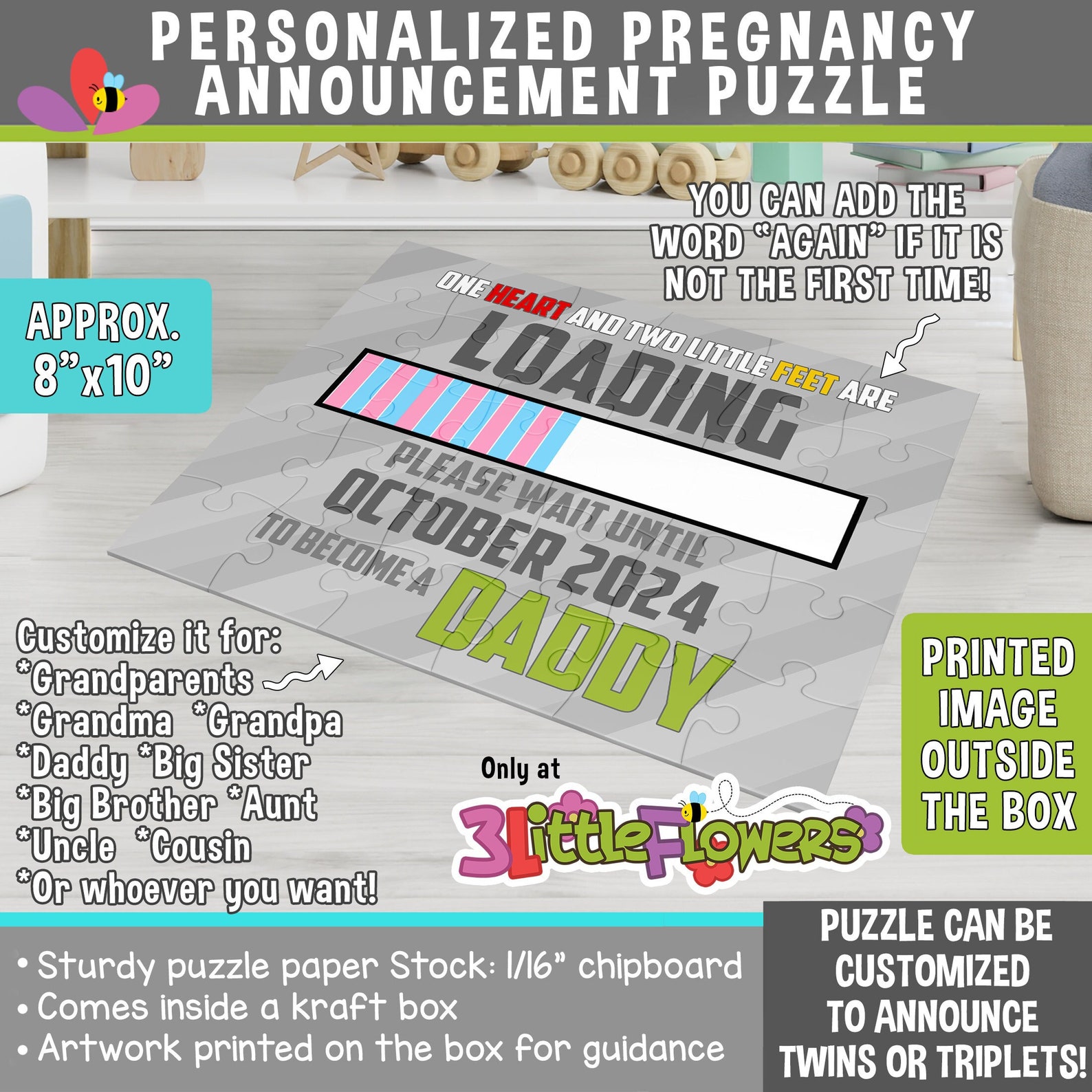 Personalized Pregnancy Announcement Puzzle - Loading Pregnancy ...