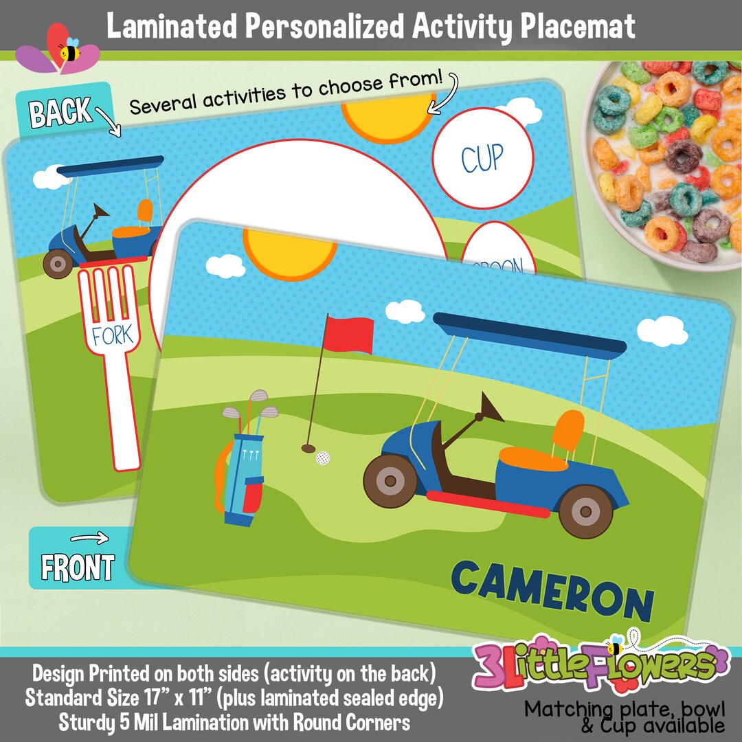 Personalized Golf Cart Placemat - Personalized Placemat for Children ...