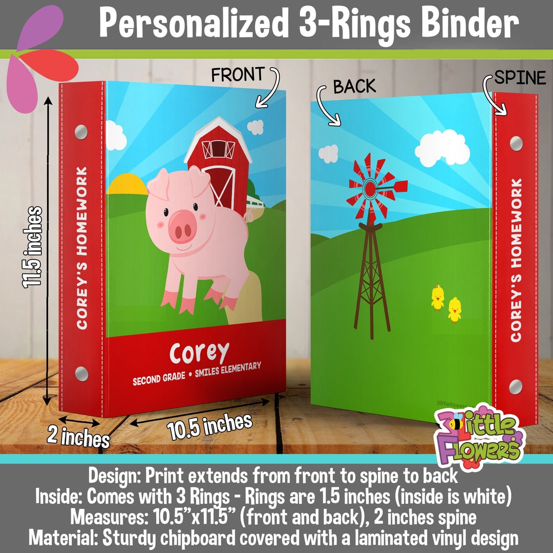 Personalized Pig Binder - Personalized 3 Ring Binder 2 Inches ...