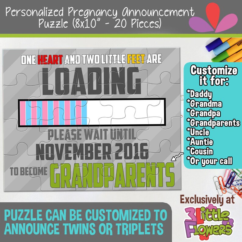Personalized Pregnancy Announcement Puzzle Loading Pregnancy - Etsy