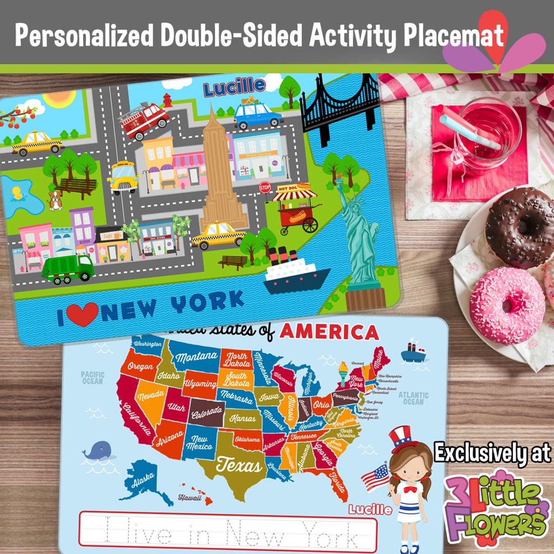 New York Placemat United States Map Placemat Personalized - Etsy