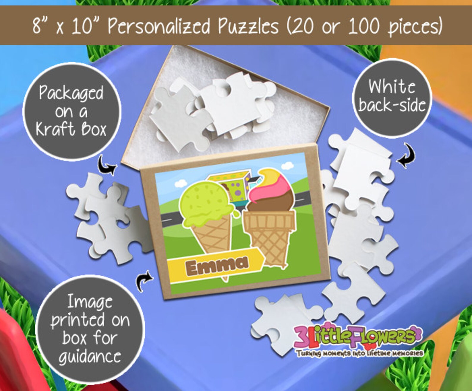 Personalized Ice Cream Puzzle Personalized 8 X - Etsy