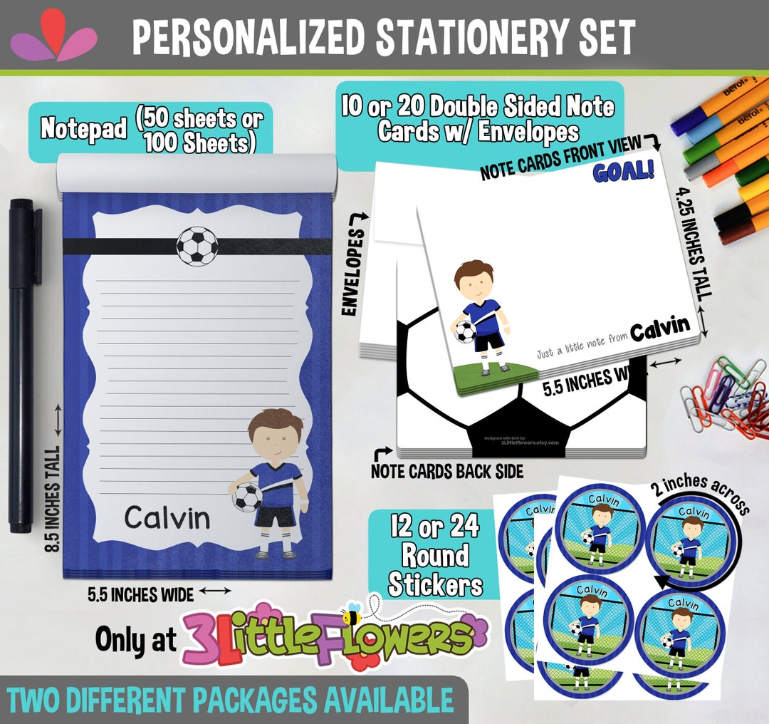 Soccer Personalized Stationery Set - Personalized Children Stationery ...