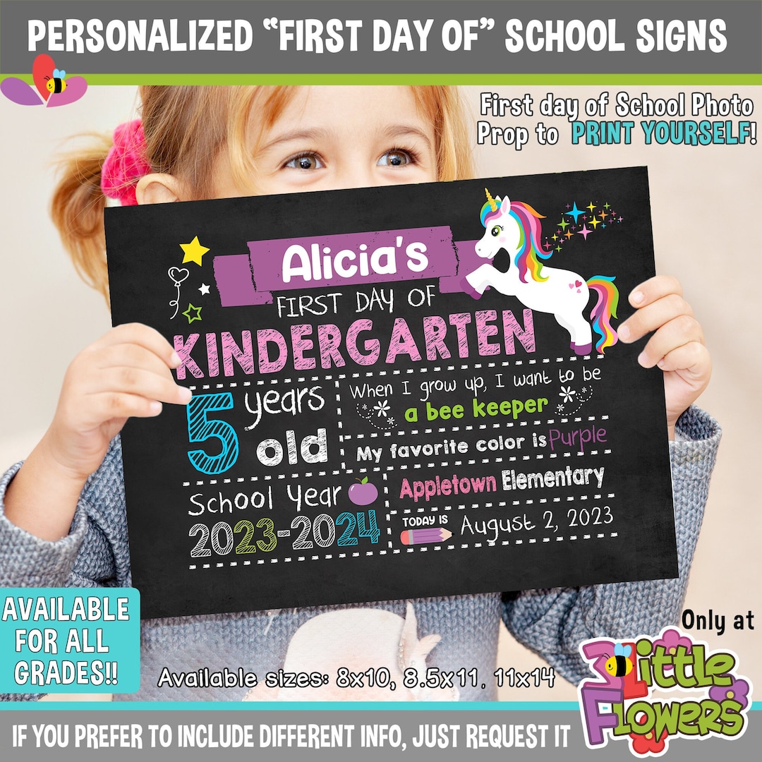 Unicorn First Day of School Sign - Printable First Day of School ...