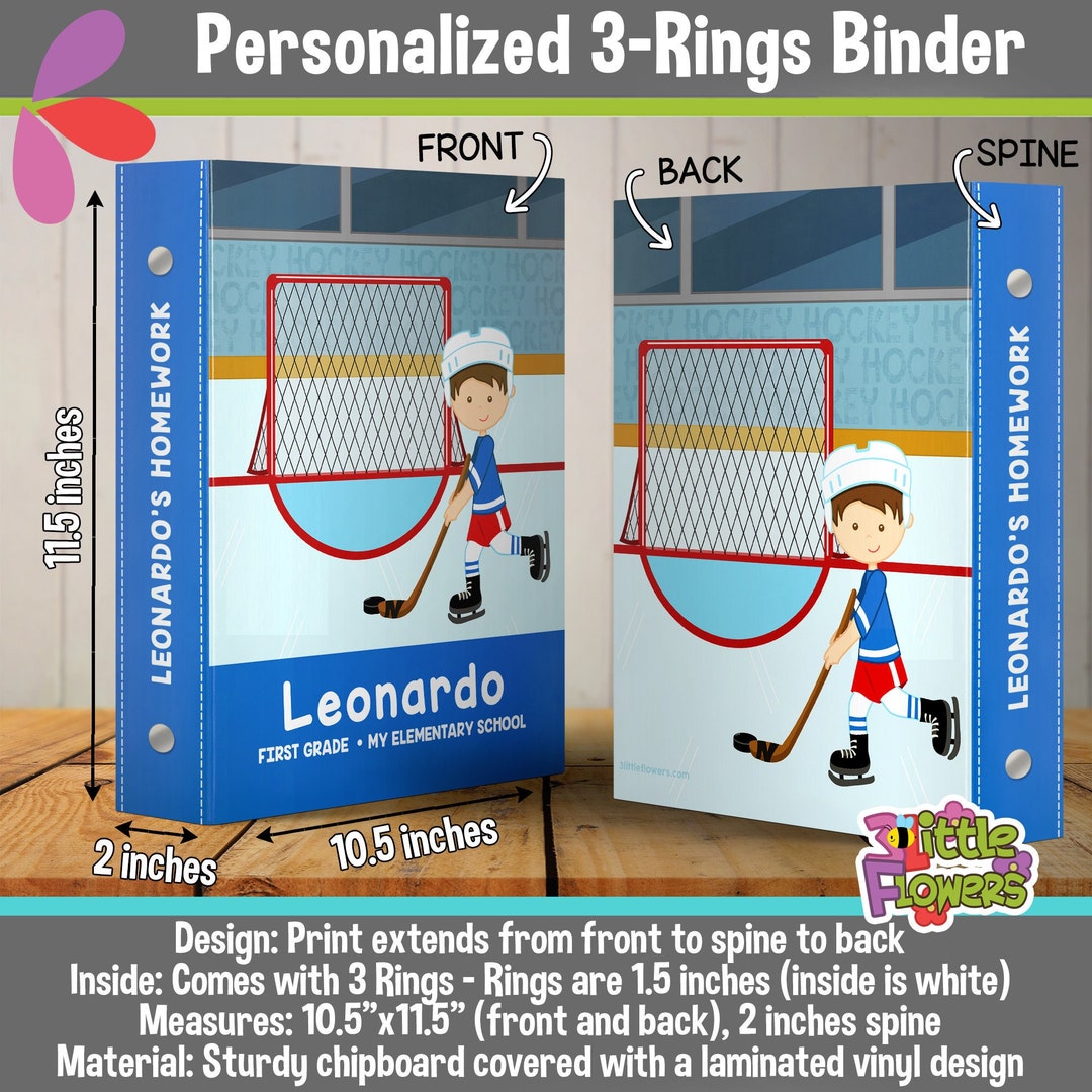 Personalized Hockey Boy Binder - Personalized 3 Ring Binder 2 Inches ...