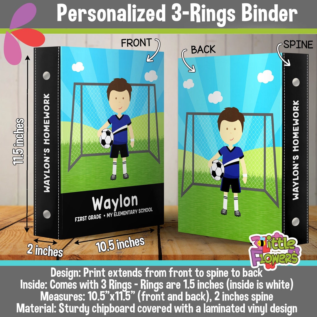 Personalized Soccer Boy Binder - Personalized 3 Ring Binder 2 Inches ...