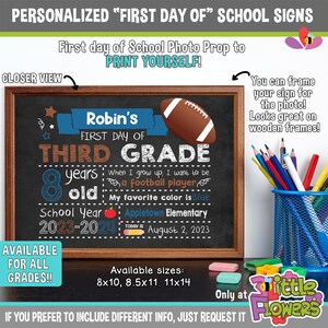 Football Personalized First Day of School Sign - Printable First Day of ...