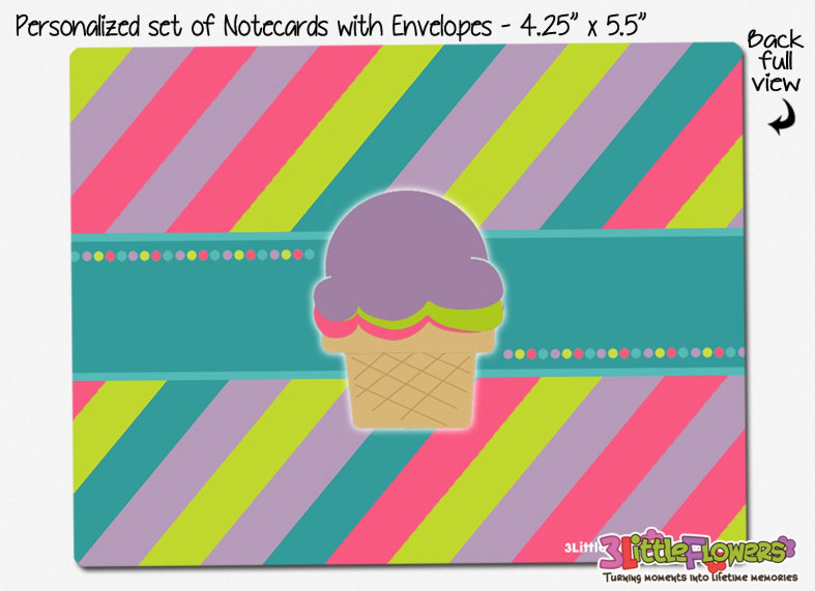 Ice Cream Note Cards Set of Personalized Note Cards 4.25 - Etsy