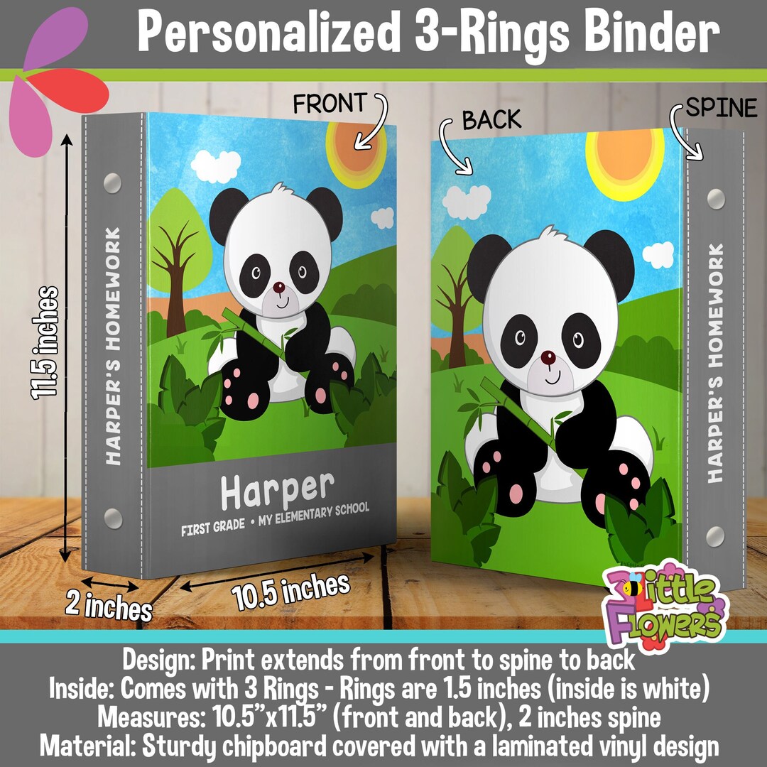 Personalized Panda Binder - Personalized 3 Ring Binder 2 Inches ...