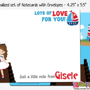 Nautical Note Cards Set of Personalized Note Cards 4.25 X | Etsy