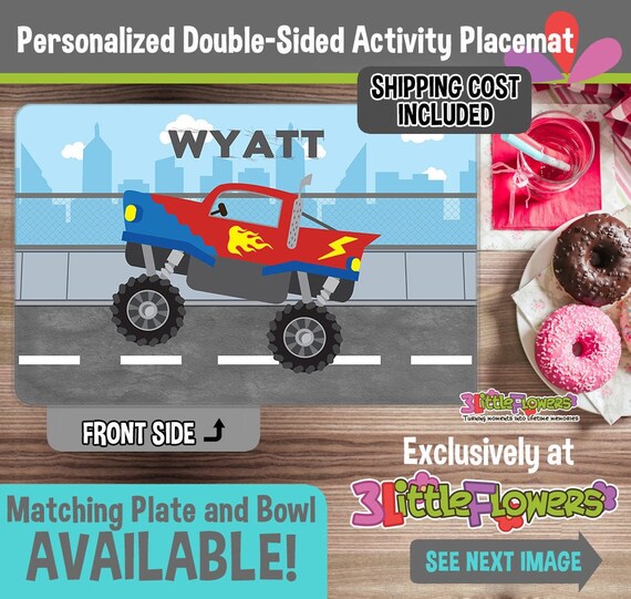 Personalized Monster Truck Placemat Personalized Placemat - Etsy