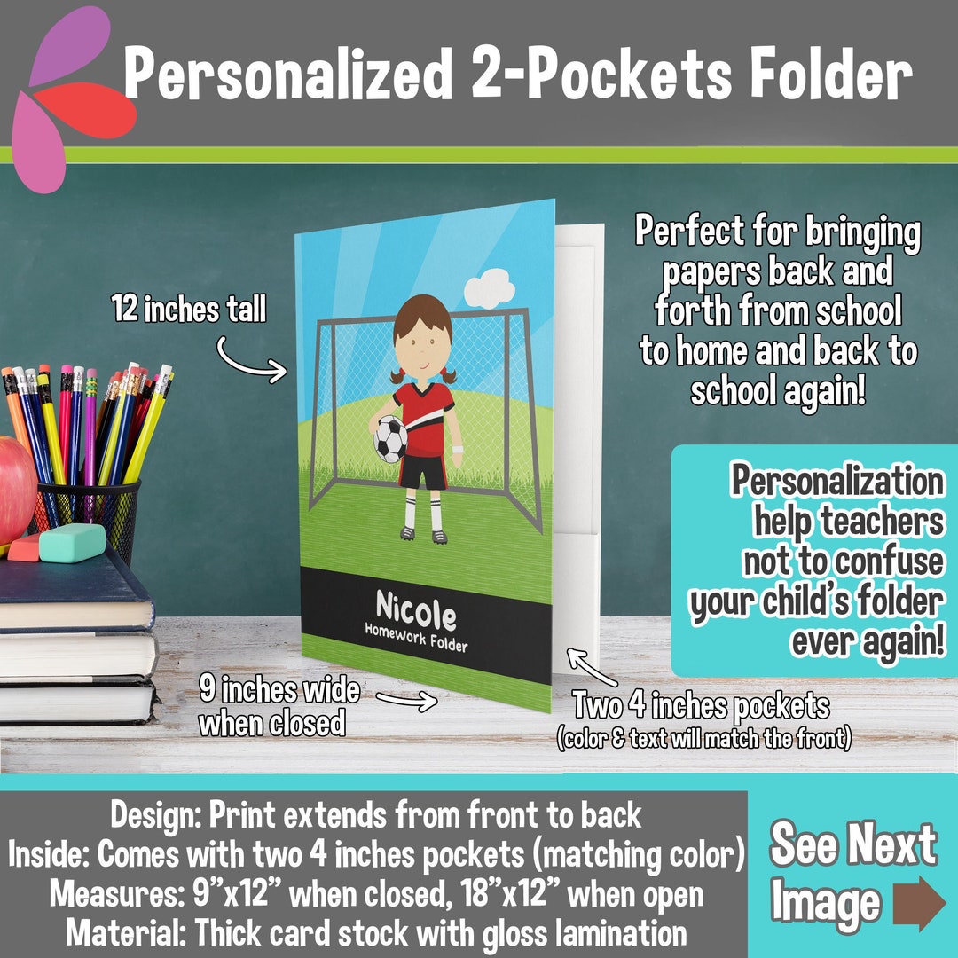 Personalized Soccer Girl Folder - Personalized 2 Pockets Folder ...