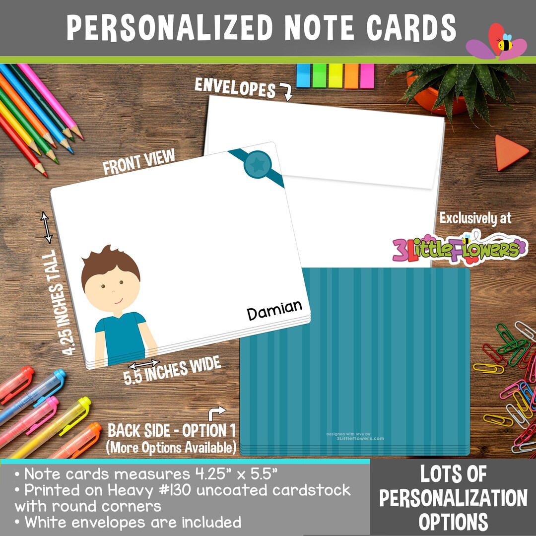 Little Me Note Cards - Set of Personalized Note Cards - Double-sided ...