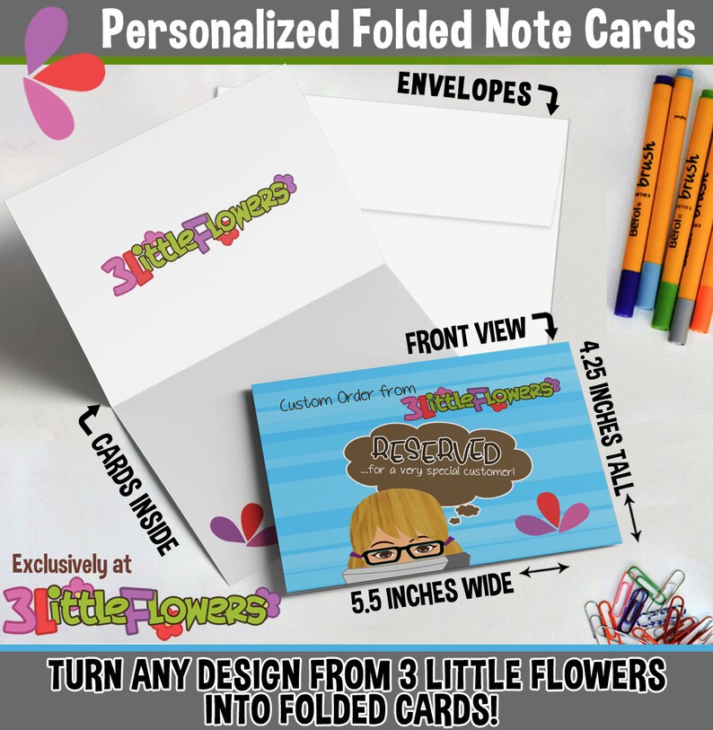 Personalized Folded Note Cards Set of Personalized Folded | Etsy