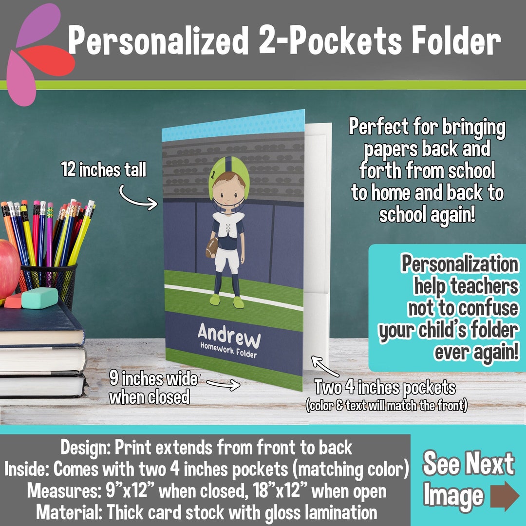 Personalized Football Boy Folder - Personalized 2 Pockets Folder ...