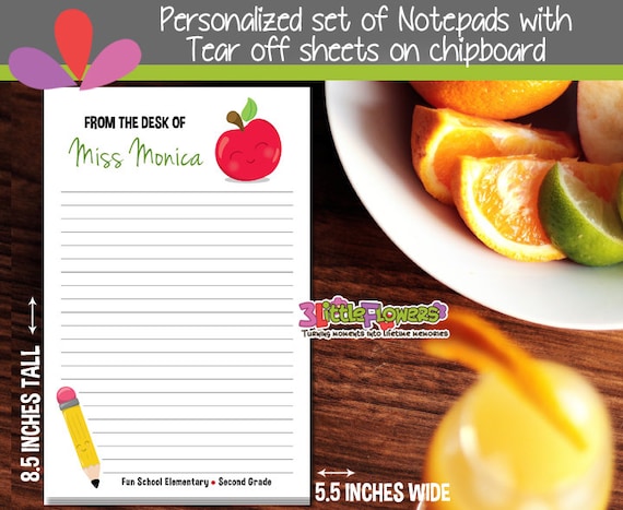 Teacher Notepads - Apple Notepads - Personalized Notepads - Teacher ...