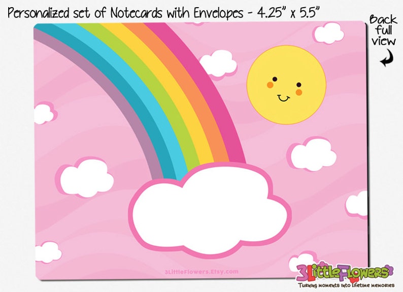 Rainbow Note Cards Set of Personalized Note Cards 4.25 X | Etsy