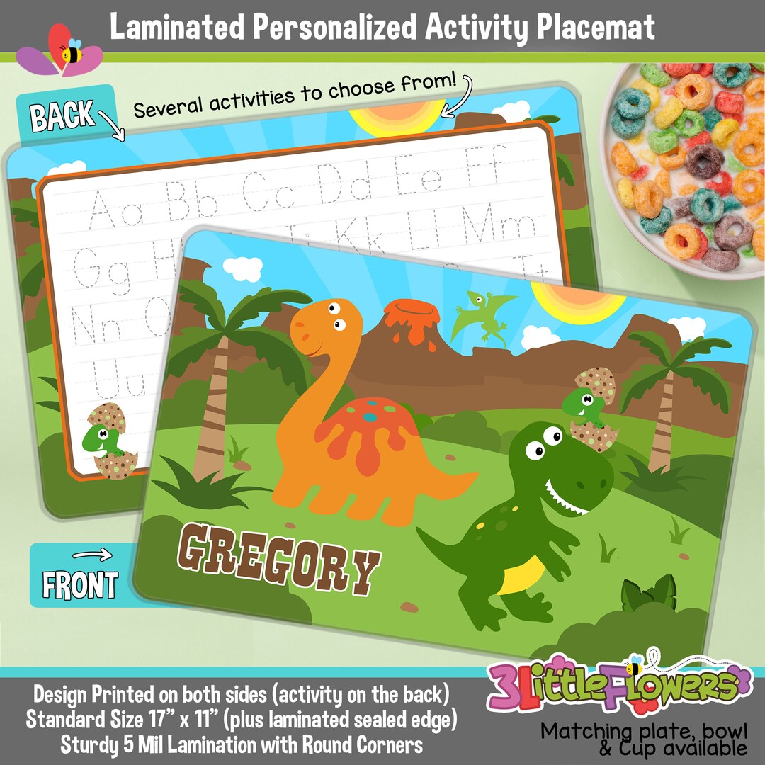 Personalized Dinosaurs Placemat - Personalized Placemat for Kids ...