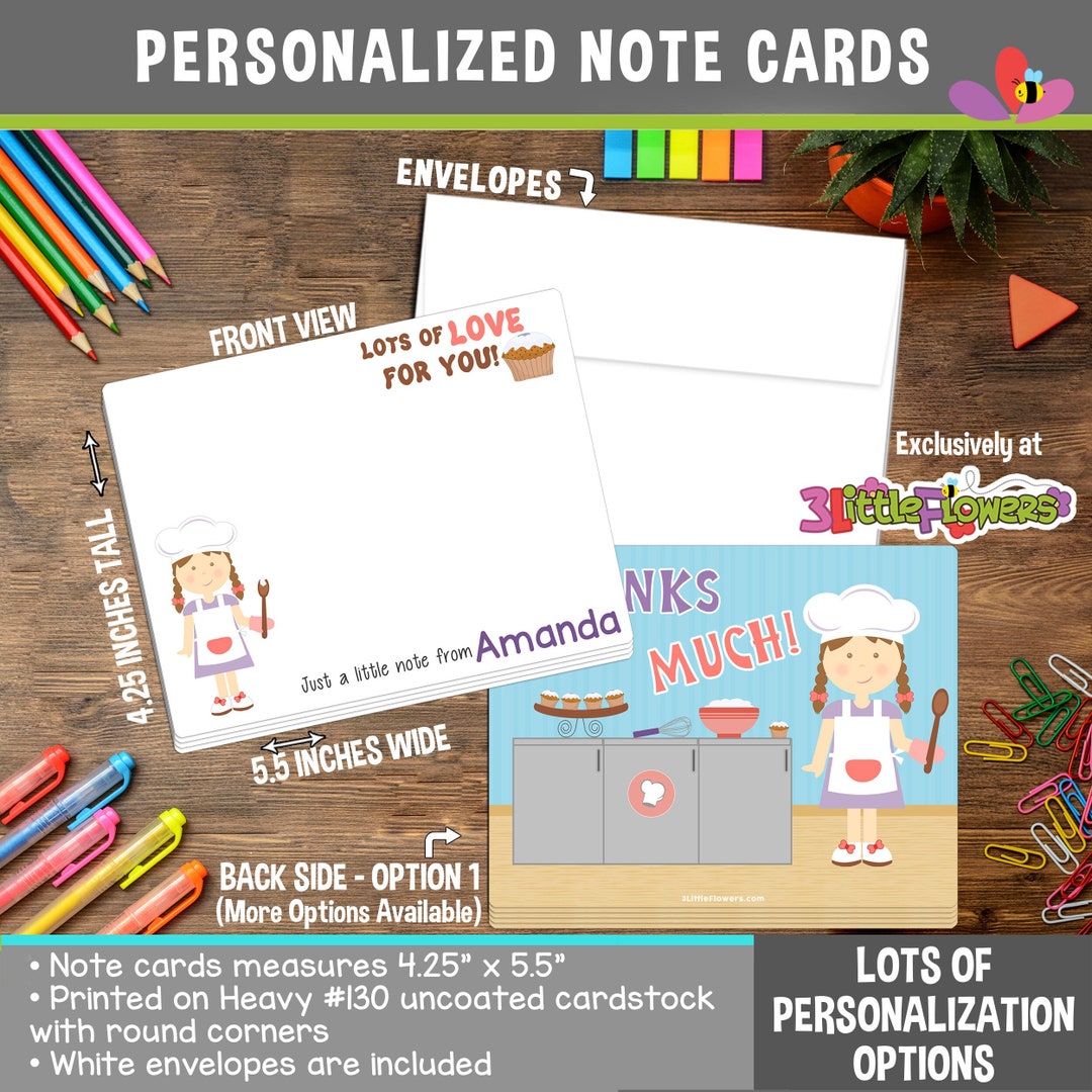 Chef Note Cards - Set of Personalized Note Cards - 4.25” X 5.5 ...