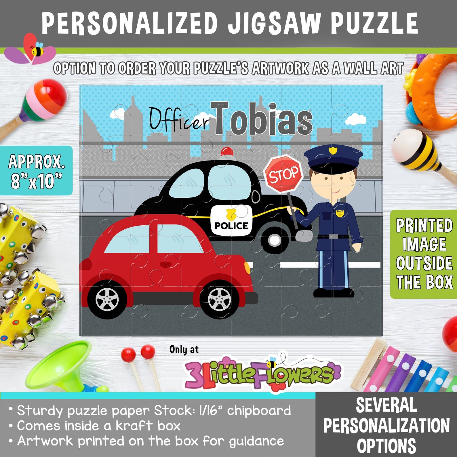 Policeman Puzzle - Personalized 8 X 10 Puzzle - Personalized Name ...