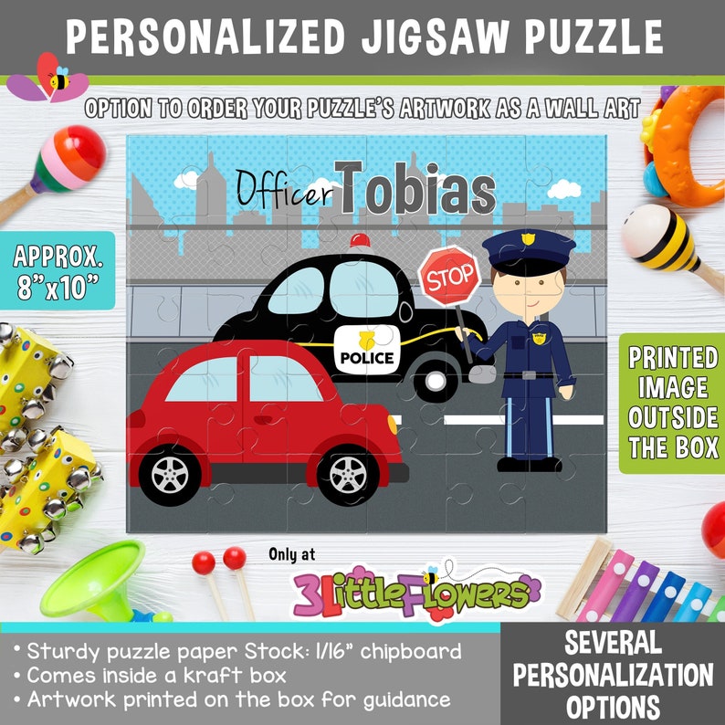 Policeman Puzzle - Personalized 8 X 10 Puzzle - Personalized Name ...