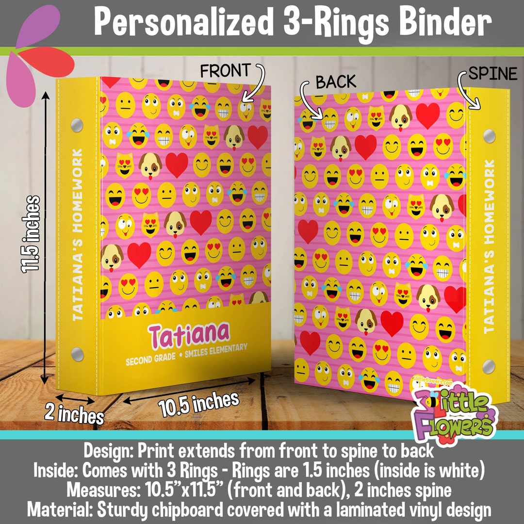 Personalized Emoji Binder - Personalized 3 Ring Binder 2 Inches ...
