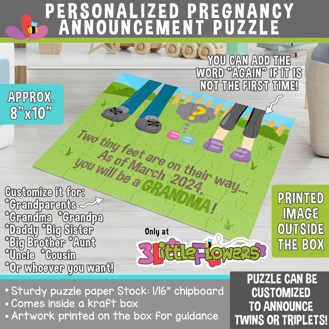 Personalized Pregnancy Announcement Puzzle - Personalized 8" X 10 ...