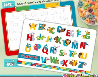 Personalized Kids Animal Alphabet Placemat - Etsy