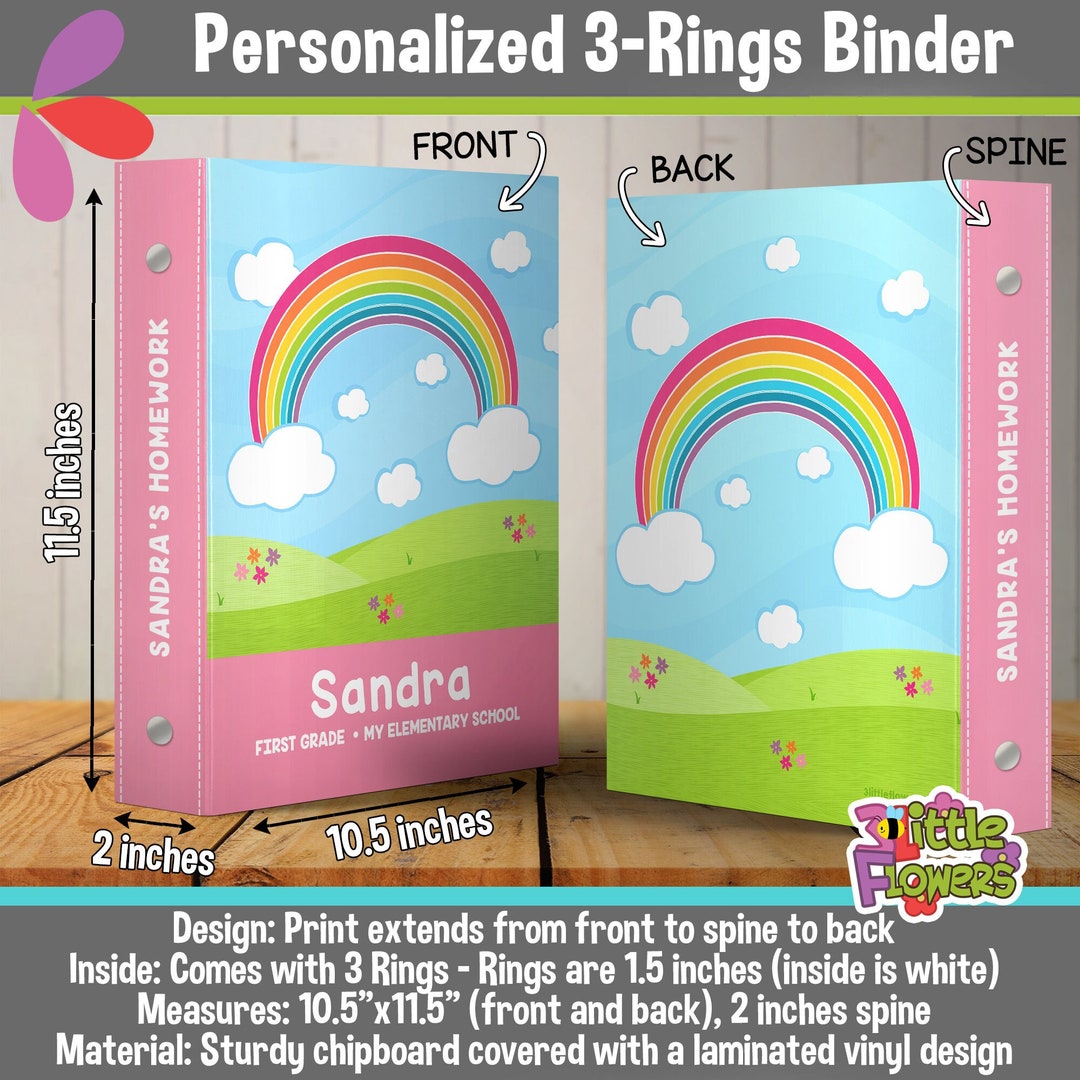 Personalized Rainbows Binder - Personalized 3 Ring Binder 2 in ...