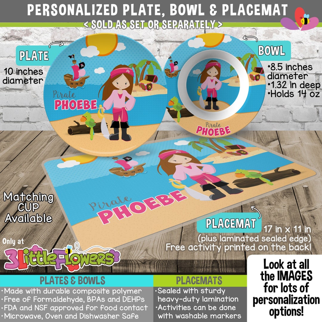 Pirate Plate and Bowl Set - Personalized Plastic Children Plate and ...