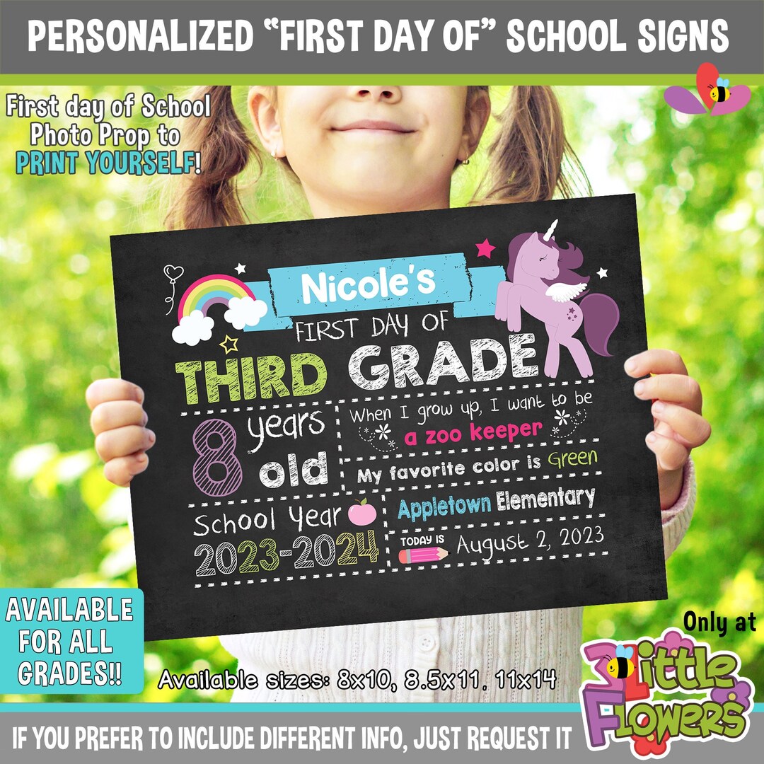 Unicorn First Day of School Sign - Printable First Day of School ...