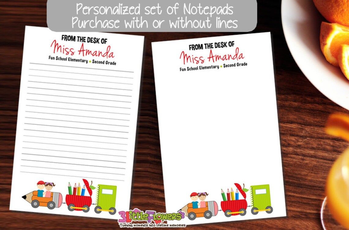 Teacher Notepads - School Train Notepads - Personalized Notepads ...