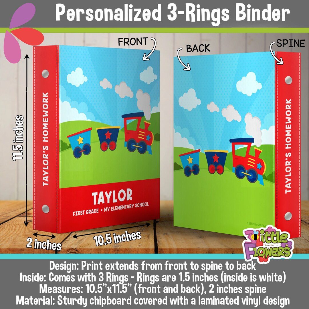 Personalized Train Binder - Personalized 3 Ring Binder 2 Inches ...