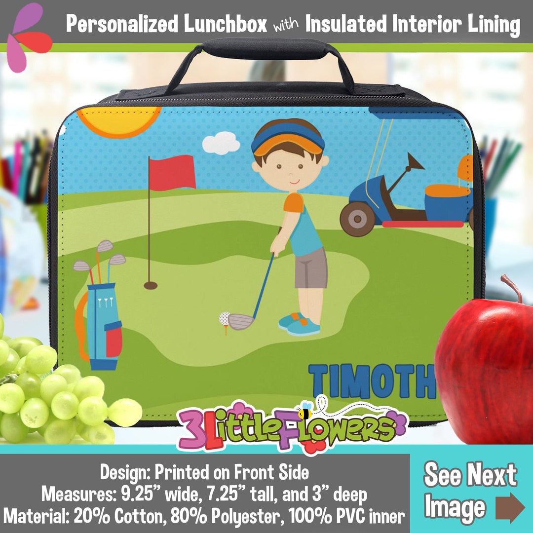 Personalized Golfer Boy Lunchbox - Personalized Polyester Lunch Box ...
