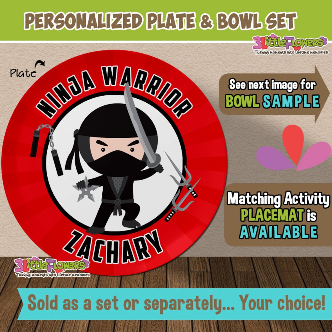 Ninja Plate and Bowl Set Personalized Plastic Children Plate - Etsy