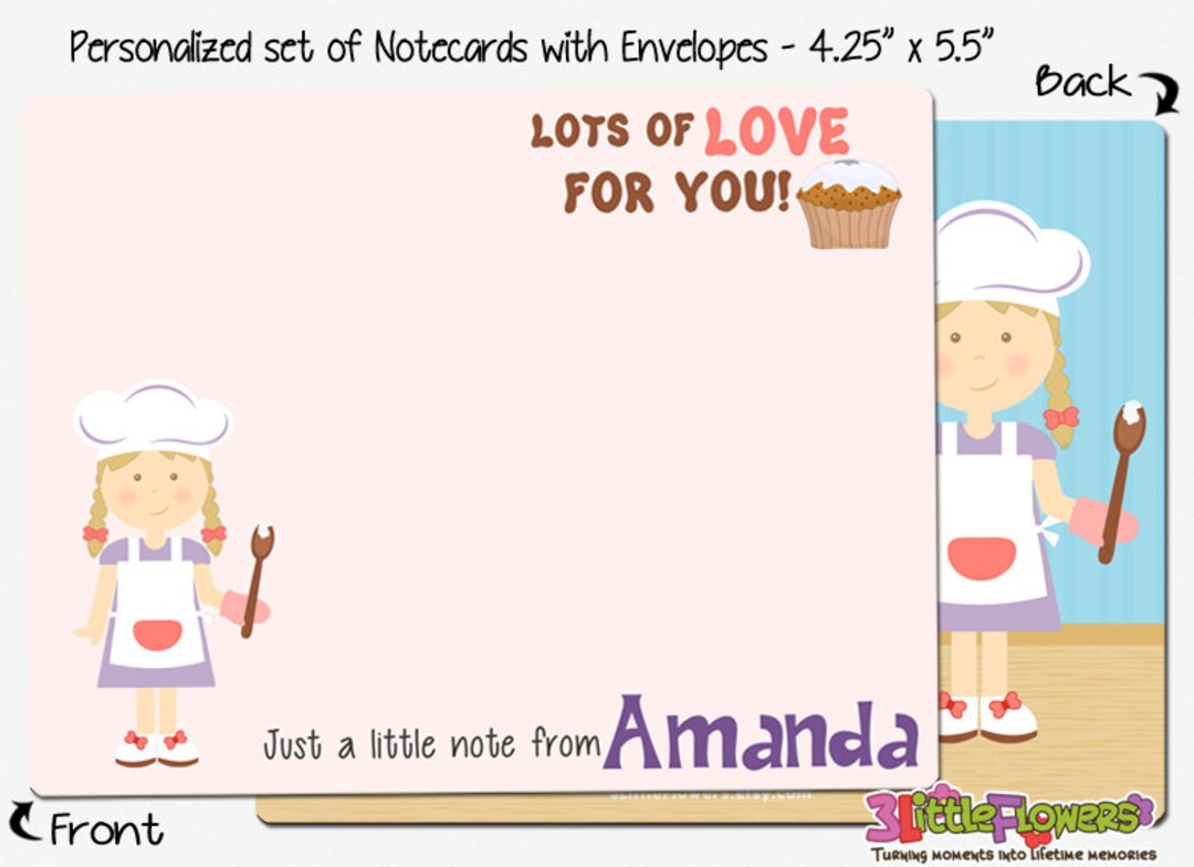 Chef Note Cards Set of Personalized Note Cards 4.25 X - Etsy