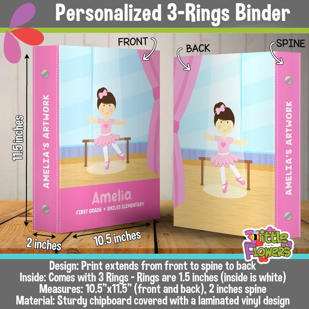 Personalized Ballerina Binder - Personalized 3 Ring Binder 2 Inches ...