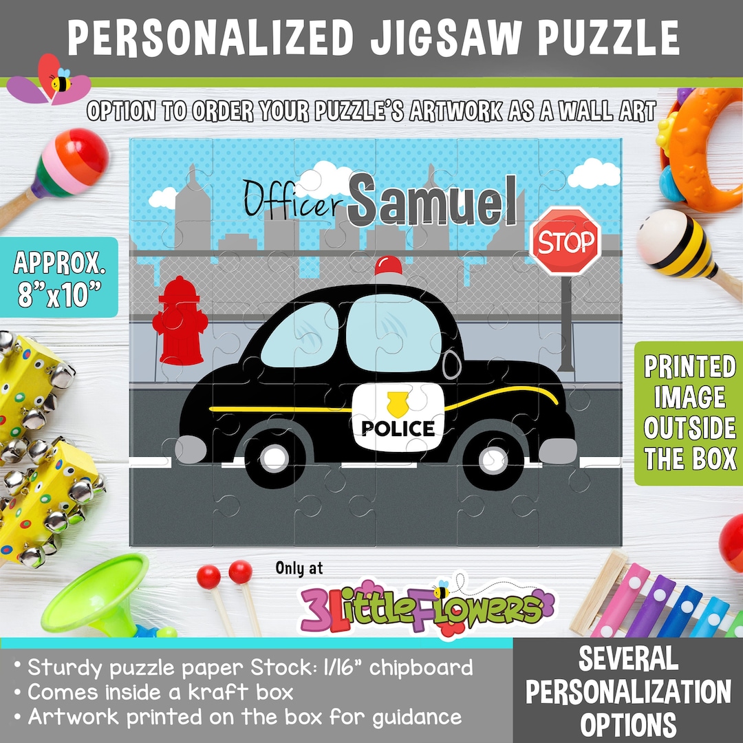 Police Car Puzzle - Personalized 8 X 10" Puzzle - Personalized Name ...