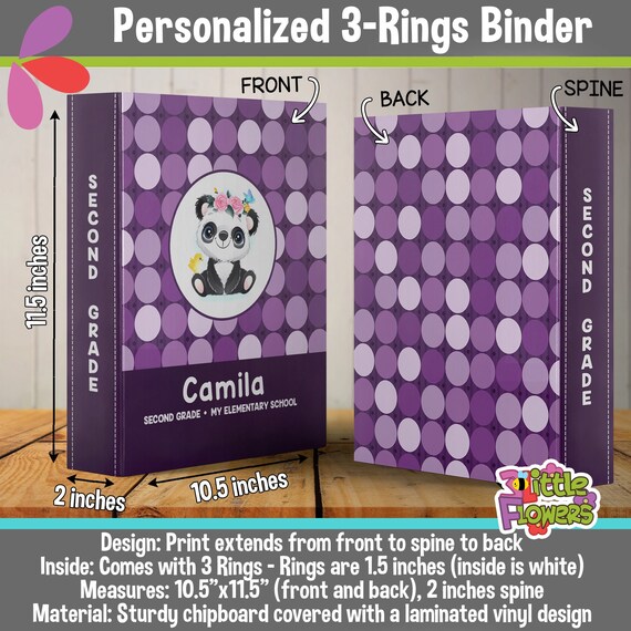 Personalized Panda Binder - Personalized 3 Ring Binder 2 inches ...