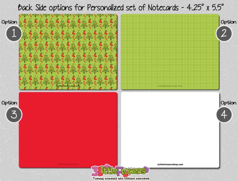Christmas Wreath Note Cards - Set of Personalized Note Cards - Double ...