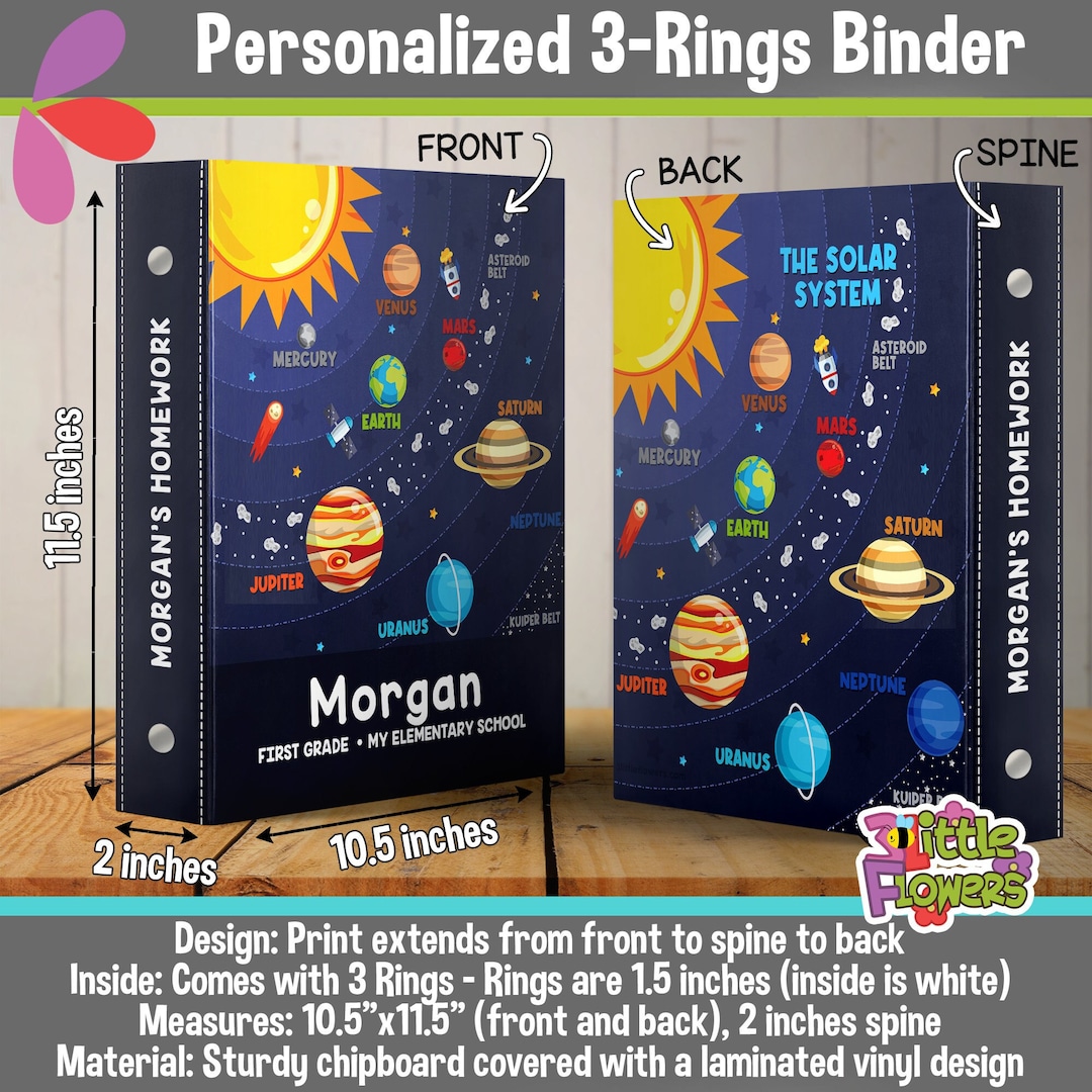 Custom Solar System Binder - Personalized 3 Ring Binder 2 Inches ...