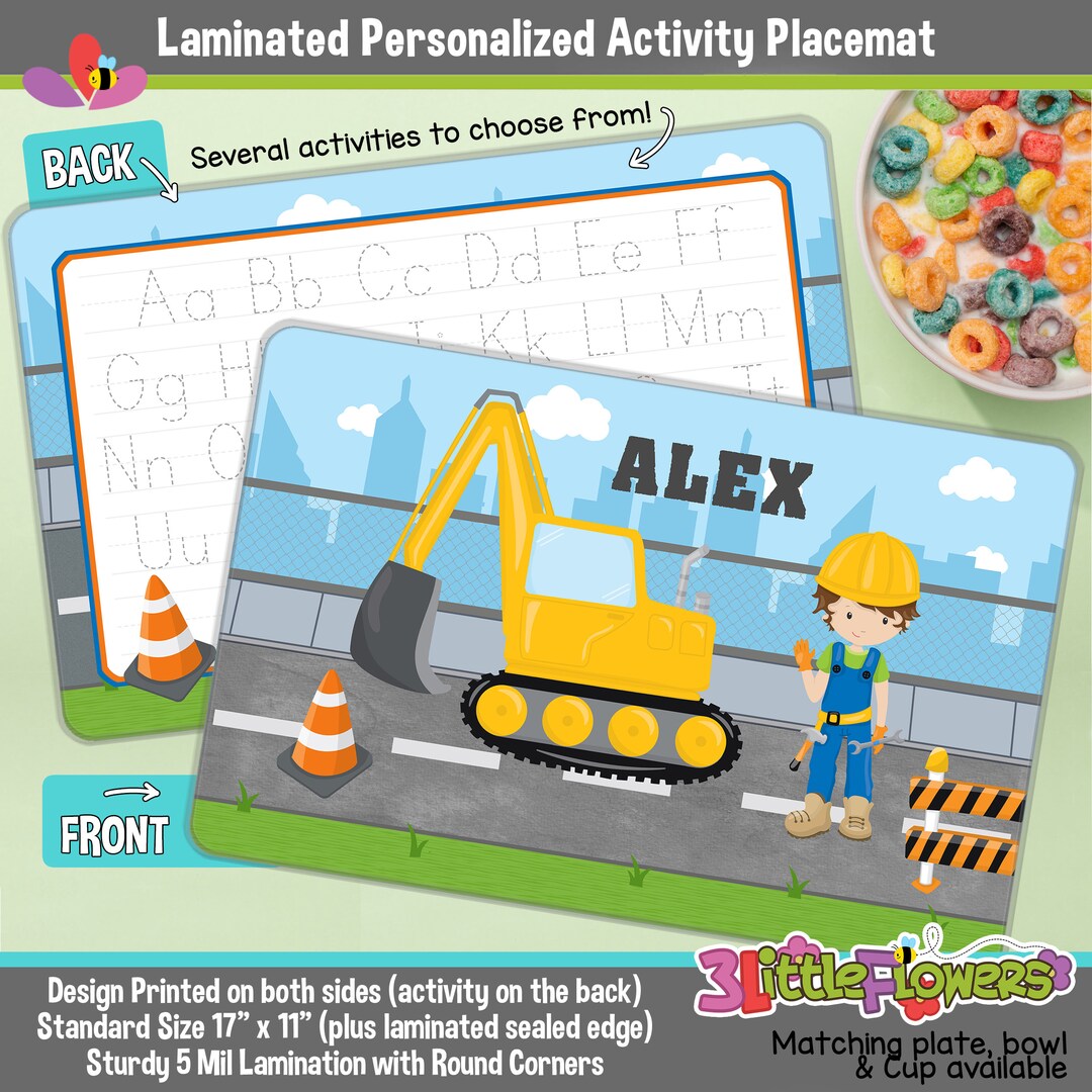 Personalized Construction Worker Placemat - Personalized Placemat for ...