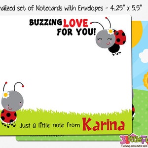 Ladybug Note Cards Set of Personalized Note Cards 4.25 X - Etsy