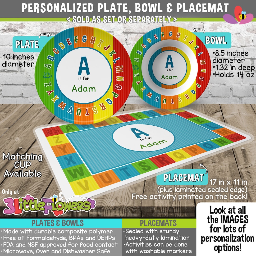 Personalized Alphabet Plate and Bowl Set - Personalized Plastic ...