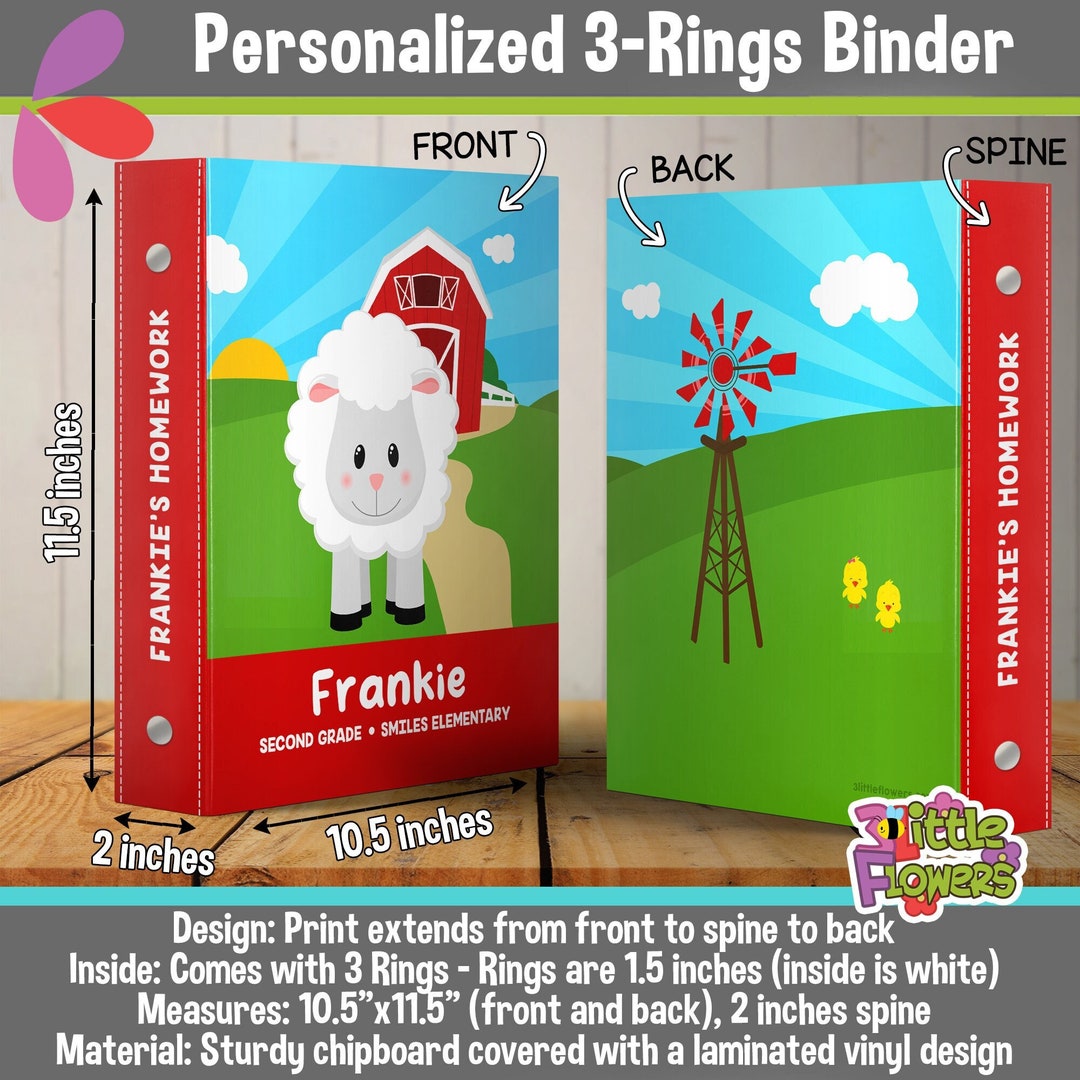 Personalized Sheep Binder - Personalized 3 Ring Binder 2 Inches ...