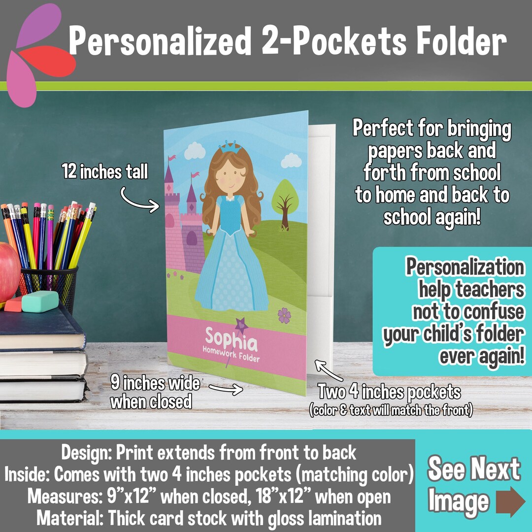 Personalized Princess Folder - Personalized 2 Pockets Folder ...