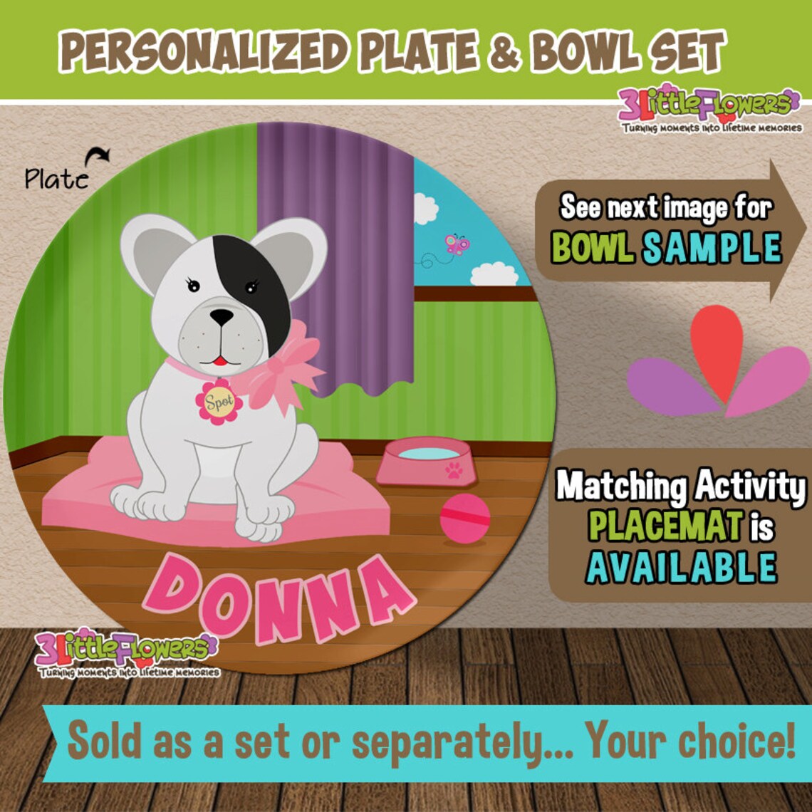Personalized Puppy Plate and Bowl Set Personalized Plastic | Etsy