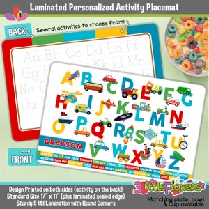 Personalized Transportation Alphabet Placemat - Personalized Placemat ...