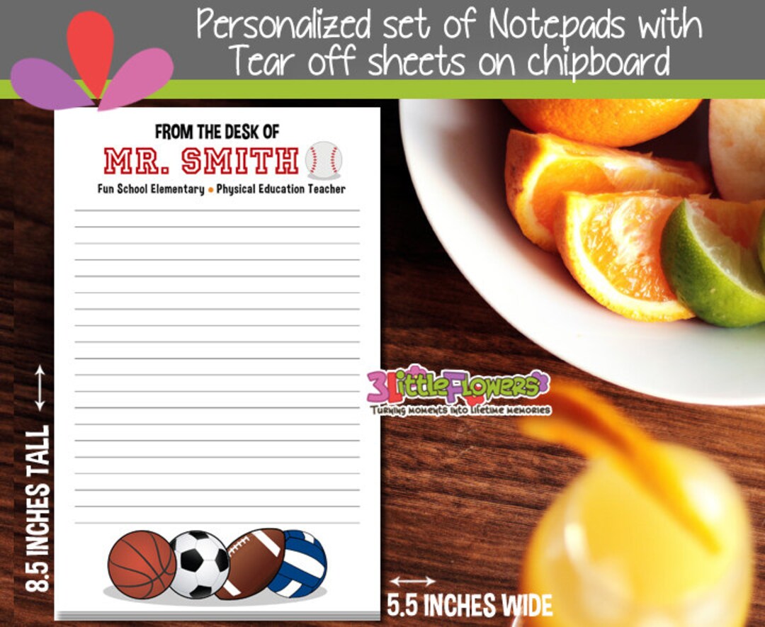 PE Teacher Notepad - Sports Notepad - Personalized Notepad - Gym ...